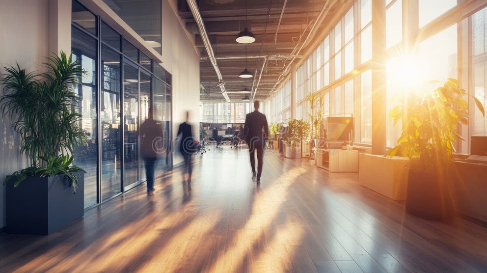 Dynamic Workplace with Professionals Collaborating in a Bright, Modern ...