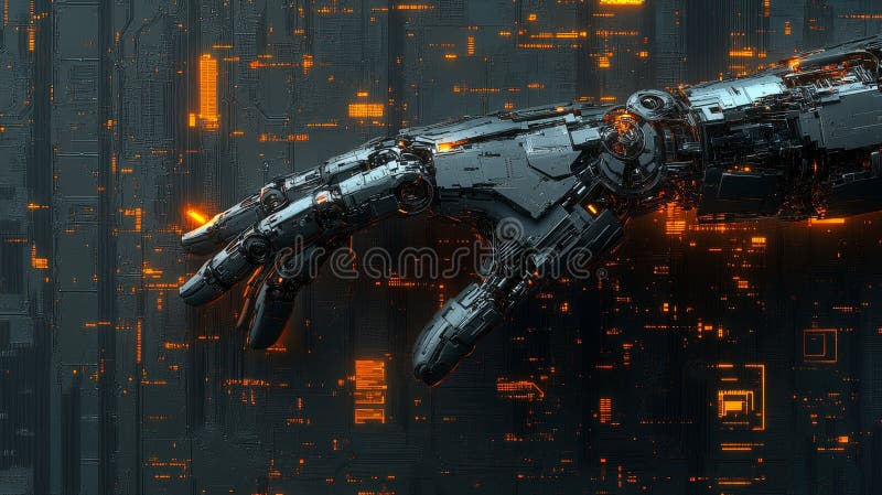 In a Dynamic Workshop, a Robotic Arm Carefully Puts Together Components ...