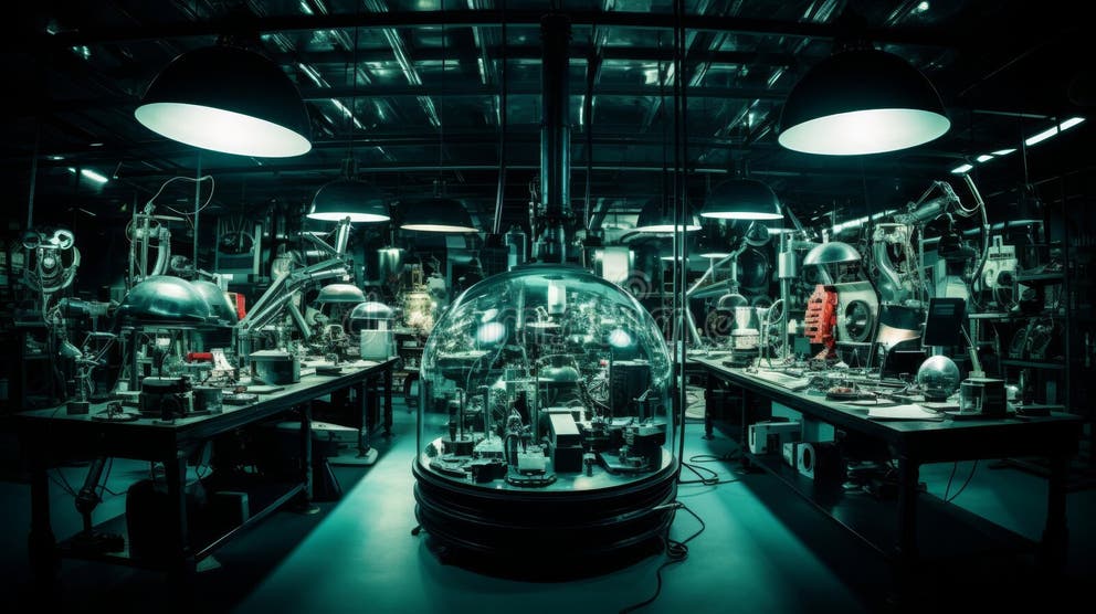 Dynamic Workshop Scene Featuring Active Robots in a Bright and ...