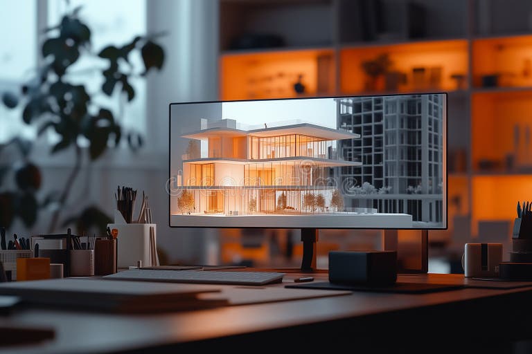 Dynamic Workspace for Architects Showcasing Modern Building Design ...