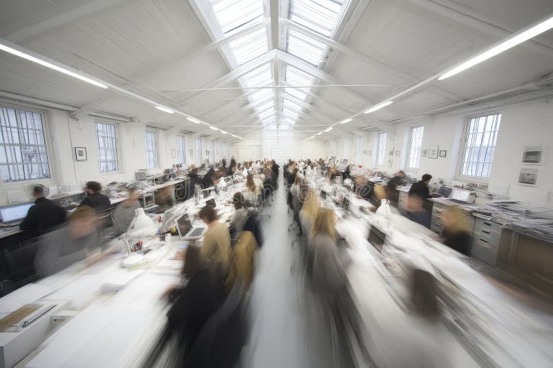 Dynamic Workspace Fast Paced Energy Motion Blur Modern Office ...