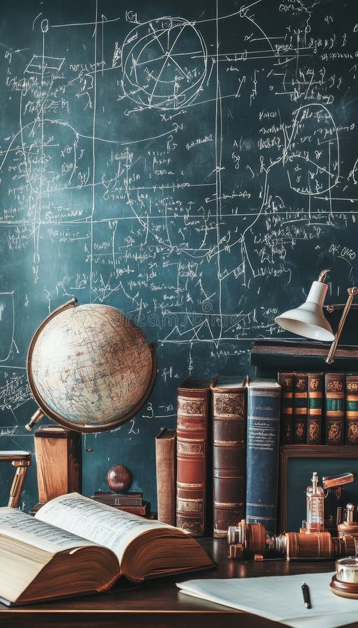 Dynamic Workspace a Lively Desk Overflowing with Books and Math ...