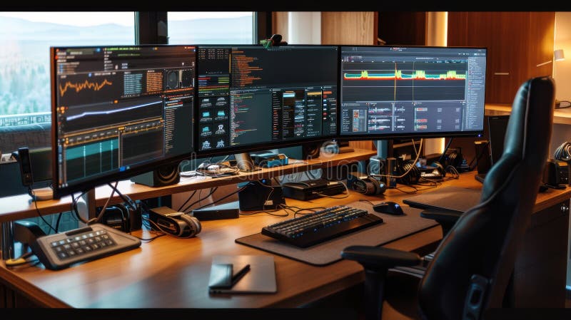 Dynamic Workspace for Ultimate Productivity. Modern Office Setup Stock ...