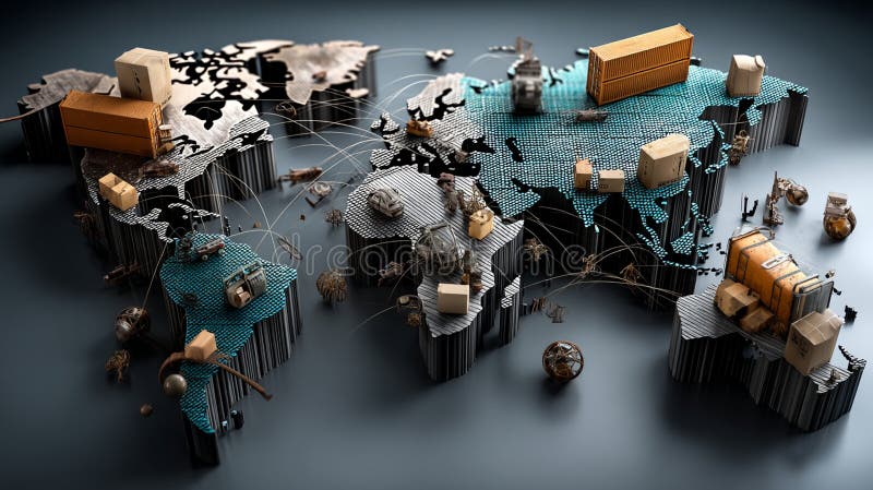 Dynamic World Map Featuring Various Shipping Containers and E Commerce ...