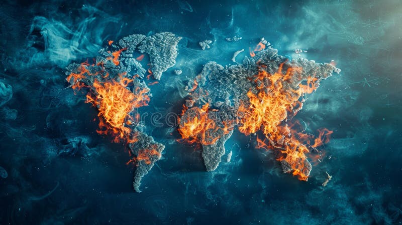 Dynamic World Map of Flames and Frost a Striking Representation of ...