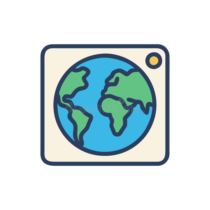 Dynamic World Map Icon for Exploration Stock Image - Illustration of ...