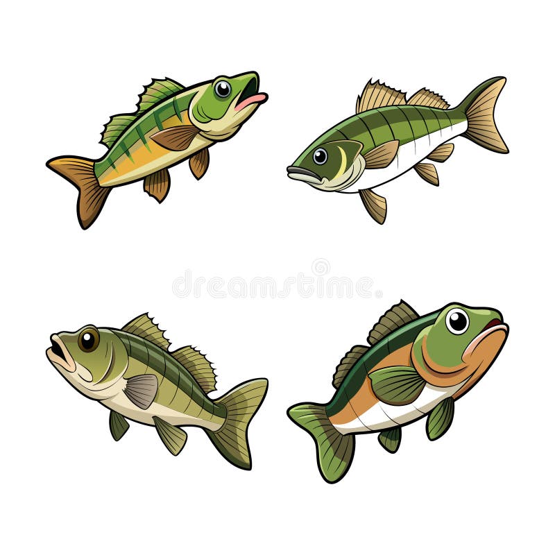 Dynamic Wrackdrop Bass Fish Aquatic Art Stock Vector - Illustration of ...