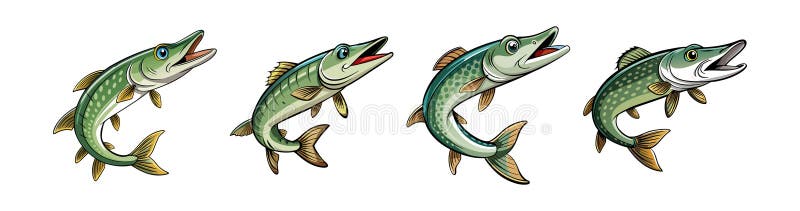 Dynamic Wriggling Pike Realistic Color Display Stock Vector ...