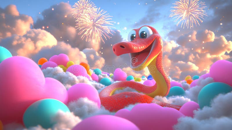 Dynamic Year of the Snake Banner with Bright Lanterns and Celebratory ...