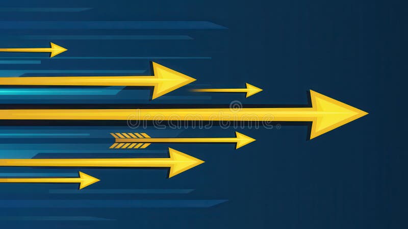 Dynamic Yellow Arrows Deep Blue Background - Symbolizing Business ...