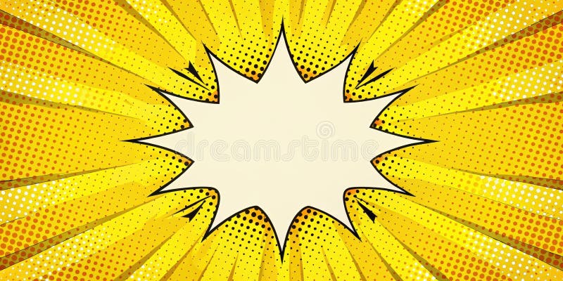 Dynamic Yellow Comic Book Burst with Central Speech Bubble for Text or ...