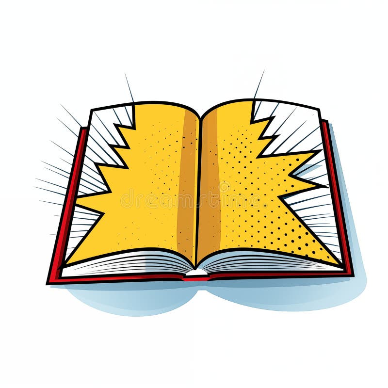 Dynamic Yellow Comic Book Open with Vibrant Illustrative Details Stock ...