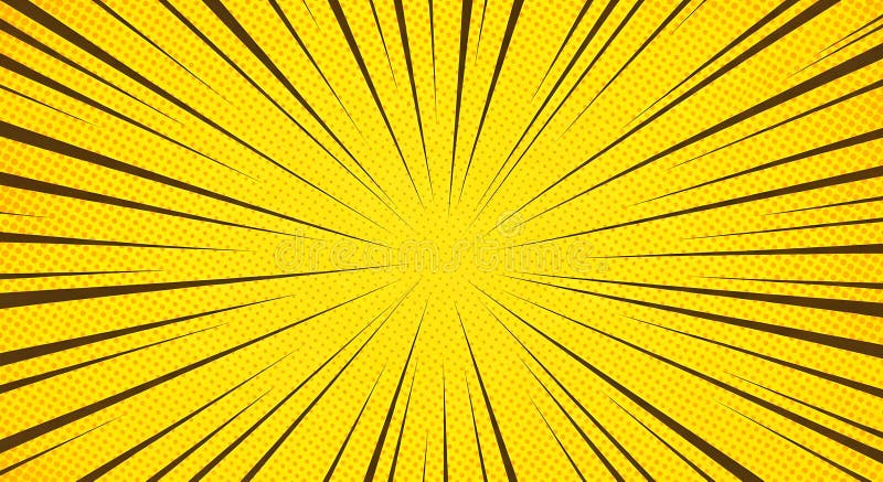 Dynamic Yellow Comic Book Speed Lines Radiating Outwards from a Central ...