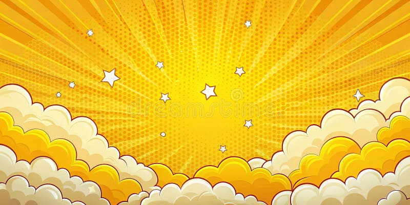 Dynamic Yellow Comic Book Style Background with Radiant Sunburst and ...