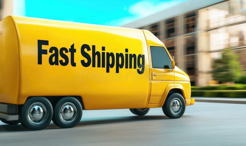 A Dynamic Yellow Delivery Truck Emphasizing Fast Shipping while ...