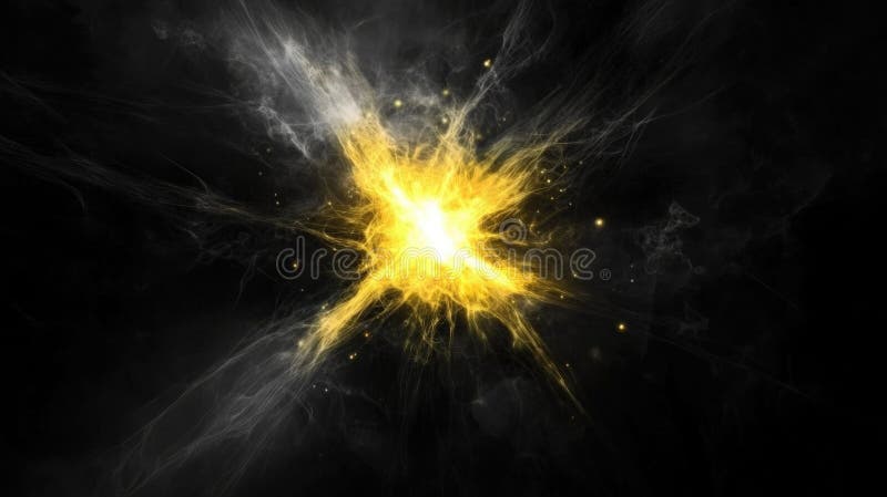 Dynamic Yellow Energy Burst Amidst Dark Swirls Stock Illustration ...
