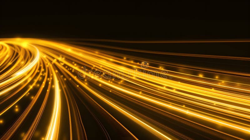 Dynamic Yellow Light Trails on Dark Background Stock Illustration ...