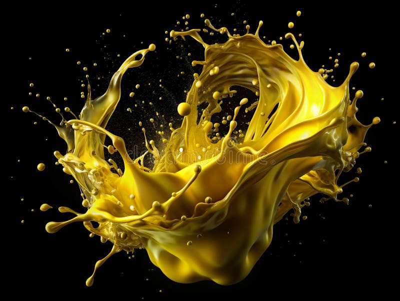 Dynamic Yellow Liquid Splash on Black Background Stock Vector ...