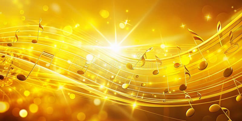 Dynamic Yellow Music Background with Flashing Notes a Vibrant Visual ...