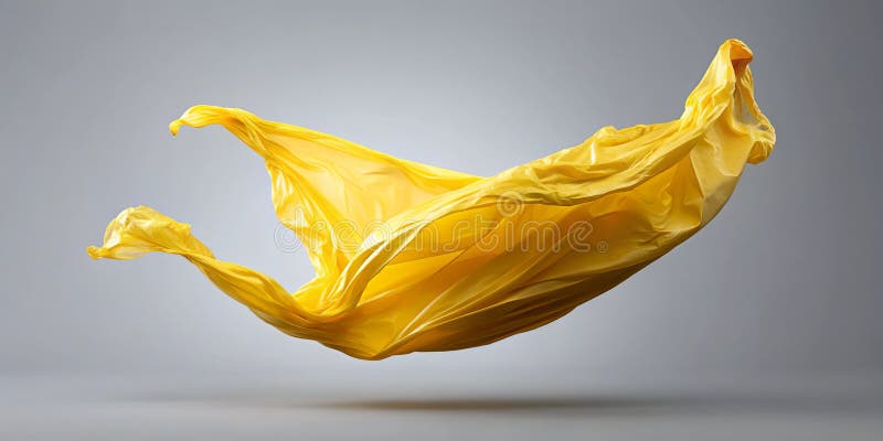 Dynamic Yellow Plastic Bag in Motion Isolated Studio Shot for Graphic ...