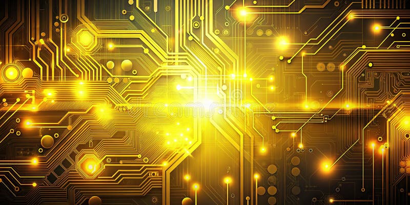 Dynamic Yellow Tech Background a Futuristic Circuit Board Design for ...