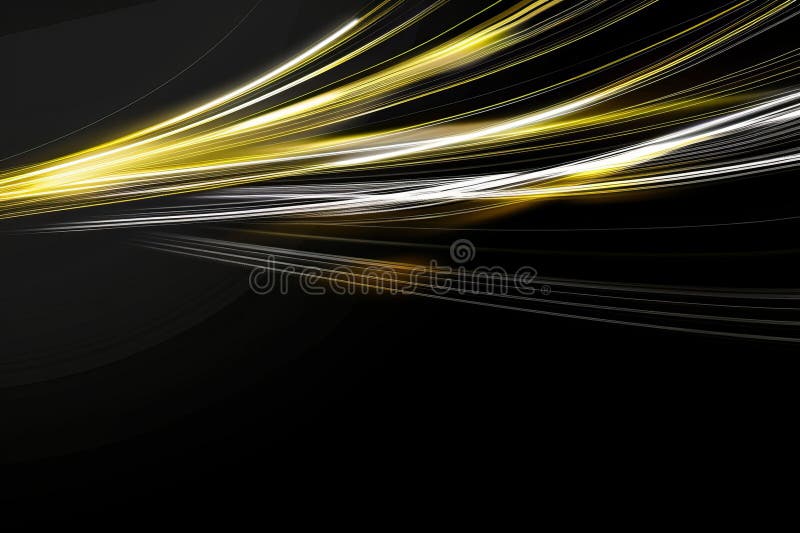 Dynamic Yellow and White Light Streaks on Black Background Stock Photo ...