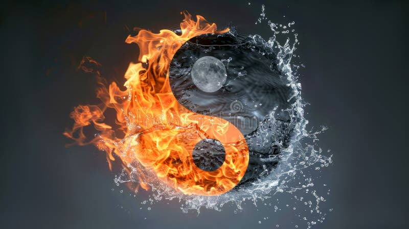Dynamic Yin-yang Symbol Combining Water and Fire Elements in Striking ...