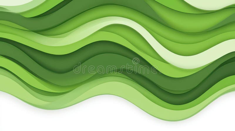 Abstract Green Wavy Lines on a White Backdrop Form a Lively Pattern ...
