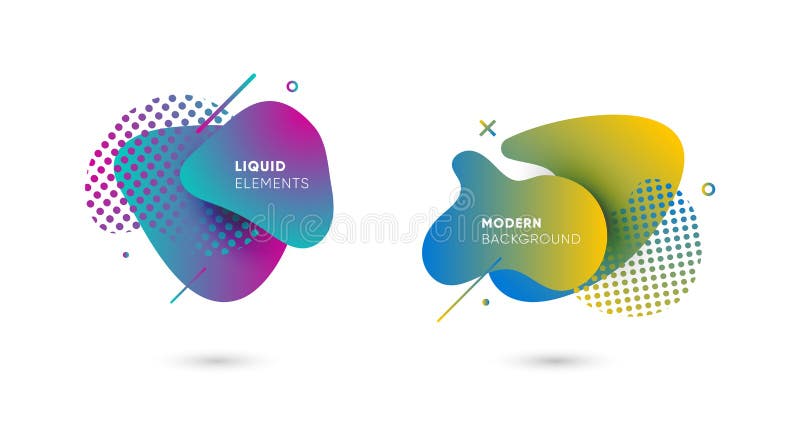 Dynamical Colored Graphic Elements. Flowing Liquid Shapes. Stock Vector ...