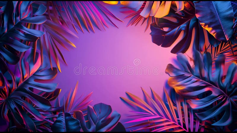 Dynamically Drawn Neon Frame Between Palm Trees Stock Footage Video Of Motion Summer 327859512