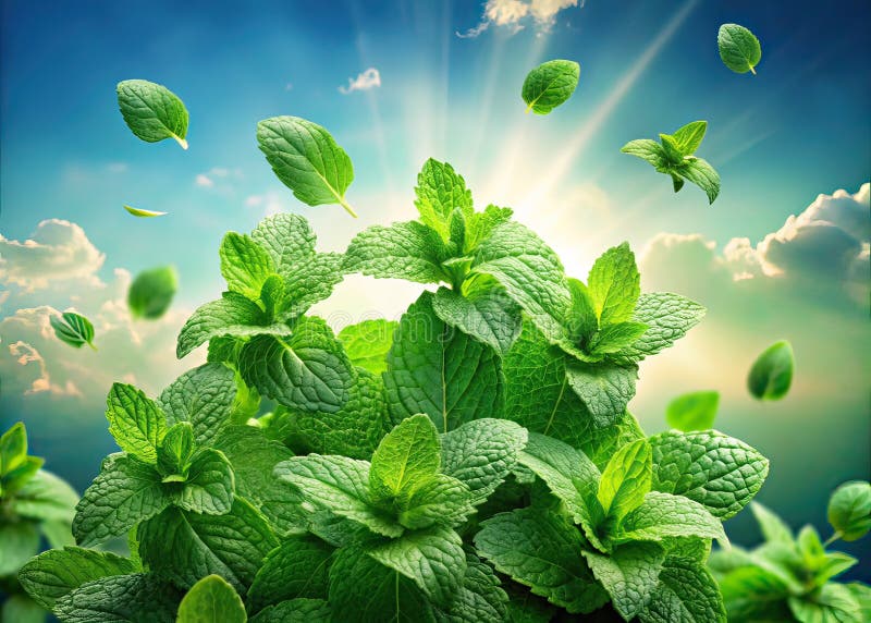 Dynamically Flowing Mint Leaves a Vibrant Realistic Generative Art ...