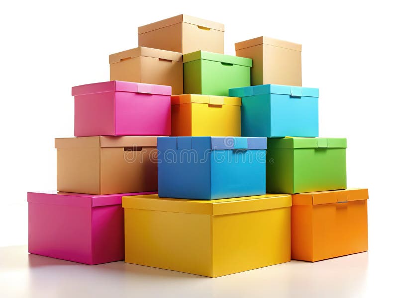 Dynamically Stacked Cardboard Boxes a Colorful Detailed 3D Rendering ...
