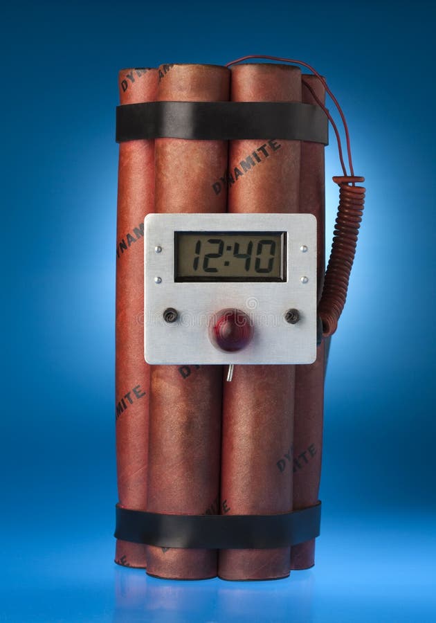 Dynamite Bomb With A Blue Background Stock Photo - Image of timer ...
