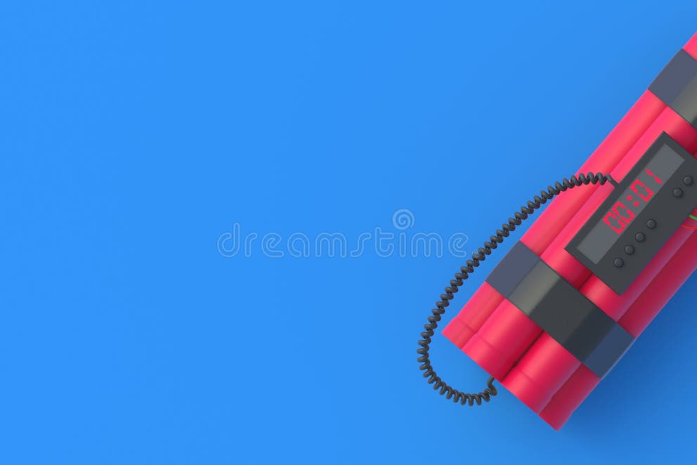 Dynamite Bomb with Digital Timer. Countdown and Deadline. Copy Space ...