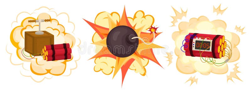Dynamite Bomb Flat Set stock vector. Illustration of demolition - 288983840