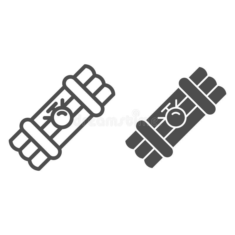 Dynamite Bomb Line and Glyph Icon. Countdown Bomb Vector Illustration ...