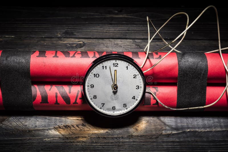 Dynamite Bomb With A Blue Background Stock Photo - Image of timer ...