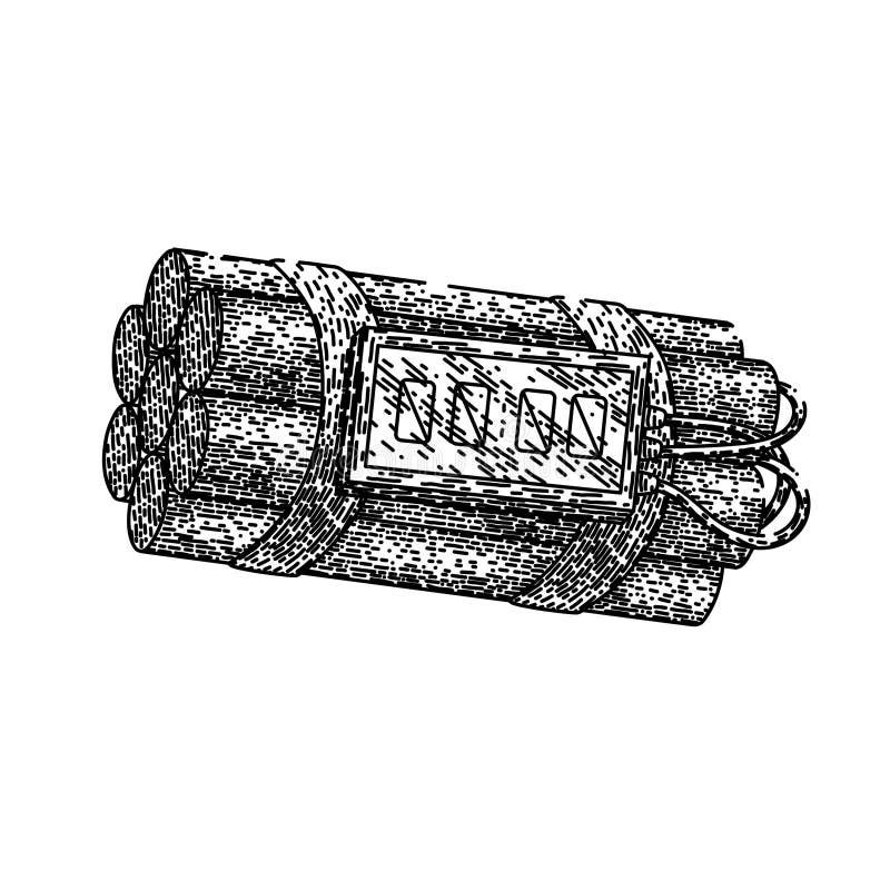 Dynamite Bomb Tnt Sketch Hand Drawn Vector Stock Illustration ...