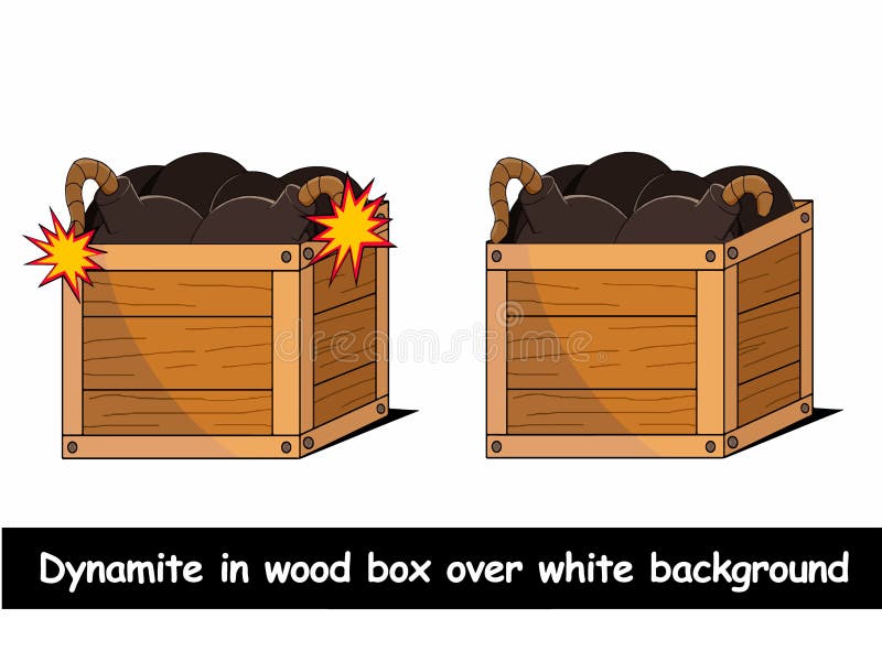 Cartoon Dynamite in Wooden Box with Burning Wick for Games. Stock ...