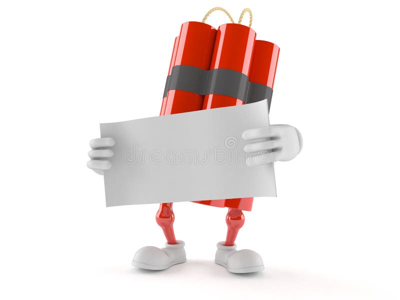 Dynamite Character with Blank Sheet of Paper Stock Illustration ...