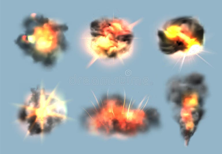 Dynamite Exploded Effects. Realistic Bomb Explosion with Fire and Smoke ...