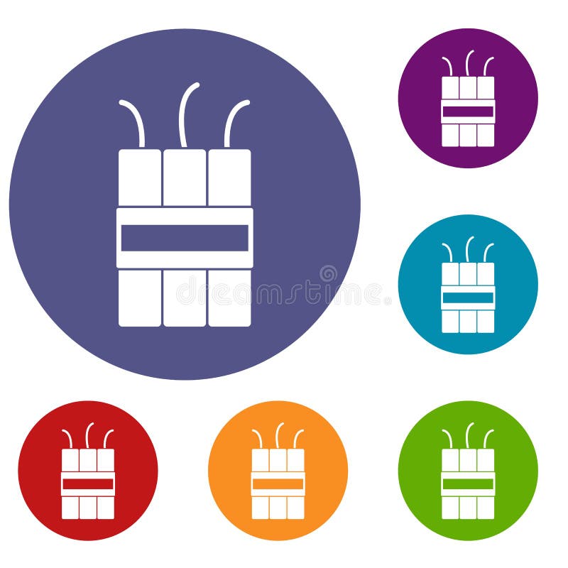 Dynamite Explosives Icons Set Stock Vector - Illustration of collection ...
