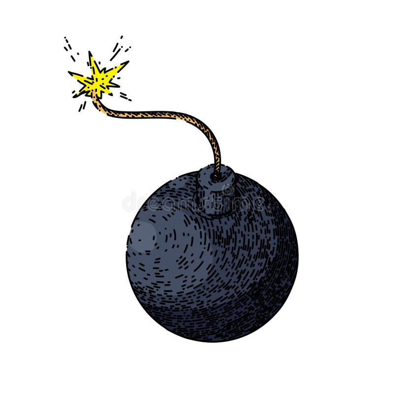 Dynamite Fuse Tnt Sketch Hand Drawn Vector Stock Vector - Illustration ...