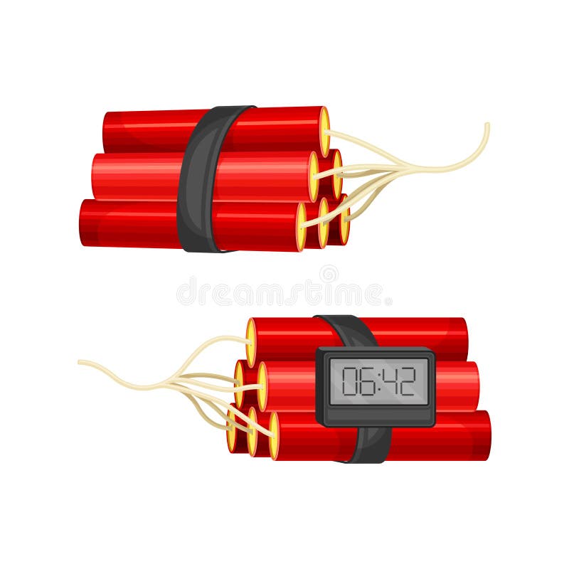 Dynamite Red Stick and Timer As Explosive Material with Blasting Cap ...