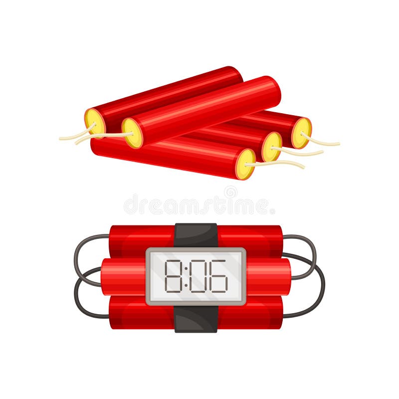 Dynamite Red Stick and Timer As Explosive Material with Blasting Cap ...