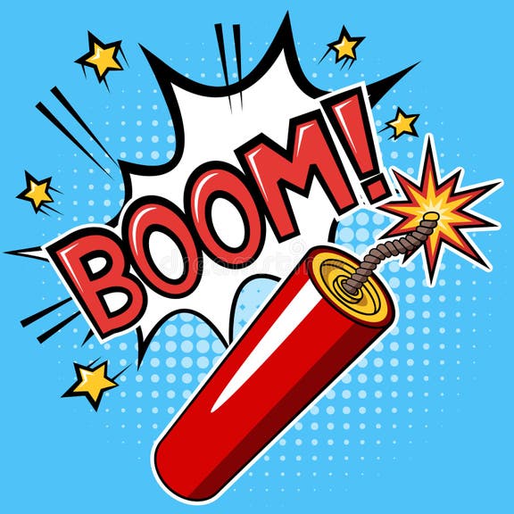 Dynamite Stick or Firecracker with a Burning Fuse and Explosion with ...