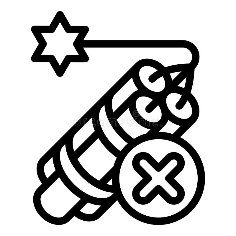 Dynamite Sticks with Fuse Ban Line Icon, Prohibited Items Concept ...