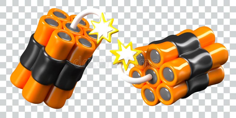 Dynamite Sticks Tied Together, Ignition Cord with Spark. Explosive at ...