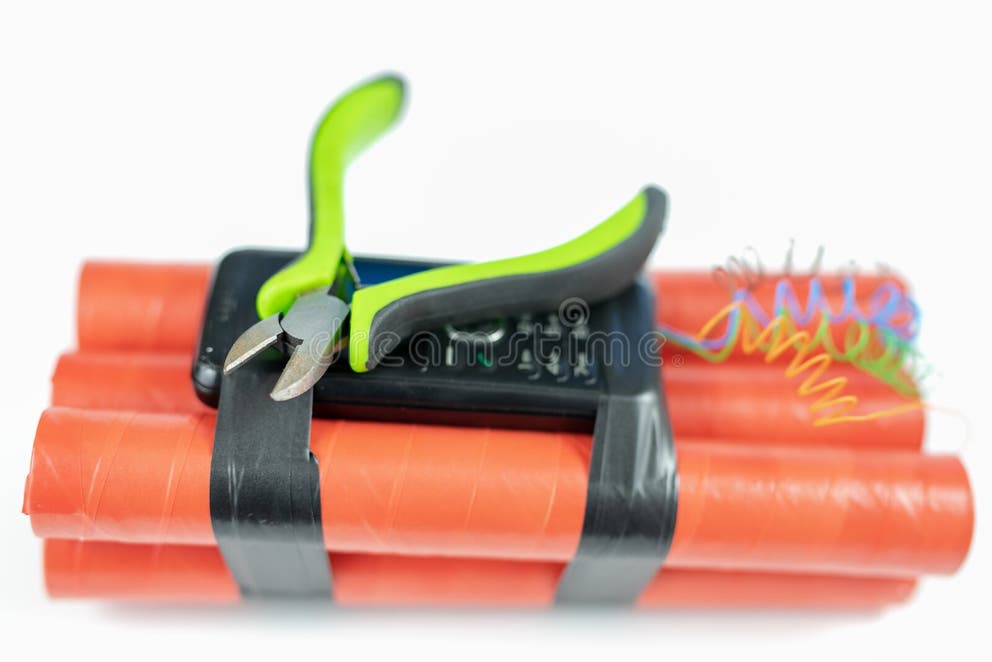 Dynamite Sticks with Time Igniter. Explosive Material with Ignition ...