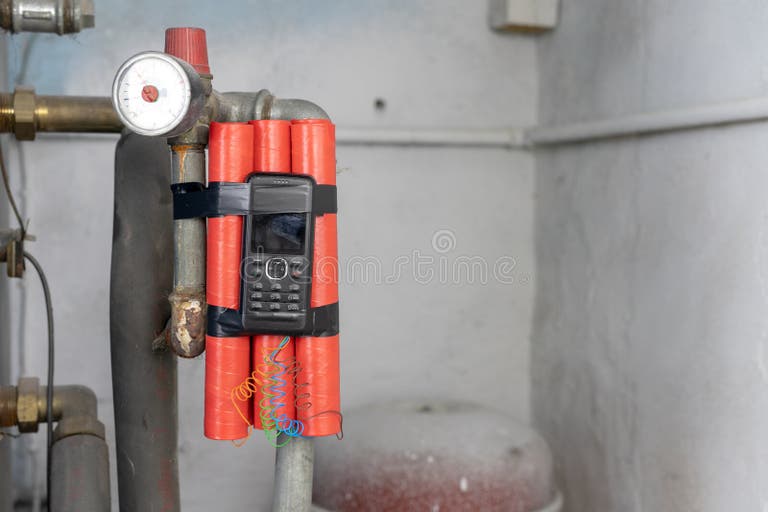 Dynamite Sticks with Time Igniter. Explosive Material with Ignition ...